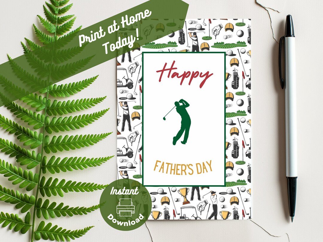 Printable Golf Fathers Day Card, Instant Download, Print at Home Card ...