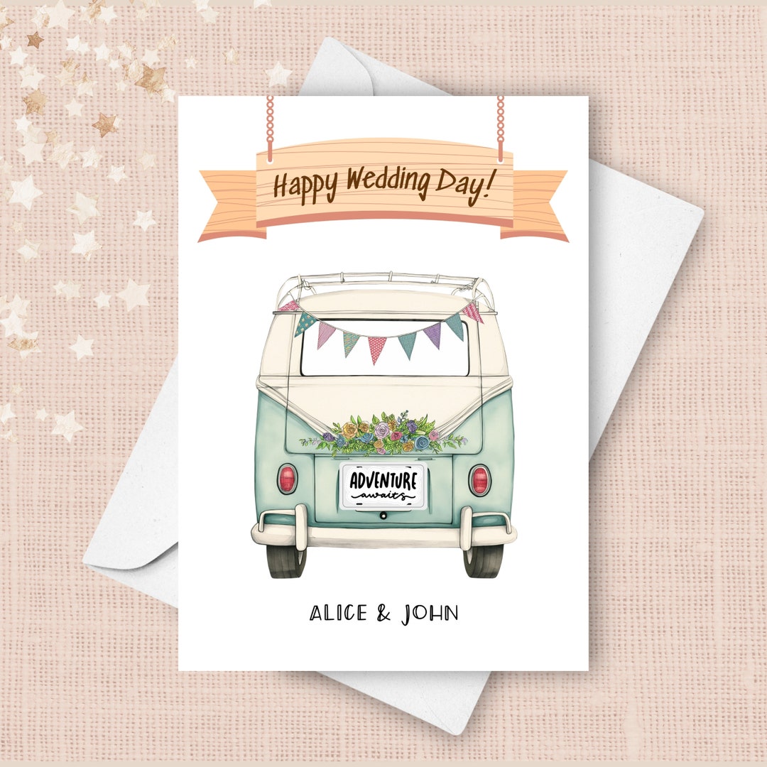 Personalized Camper Wedding Card, Happy Wedding Day Congratulations ...