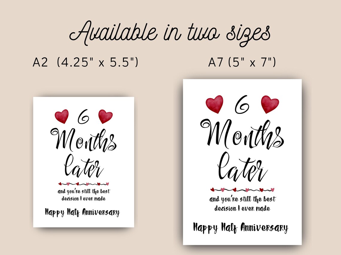 6 Month Anniversary Card Half Year Anniversary Gift for - Etsy