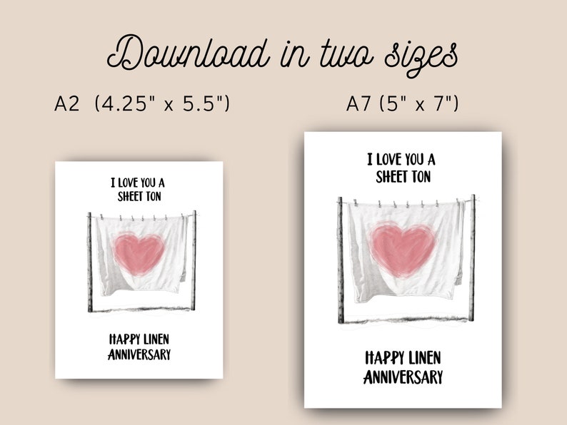 Printable Linen Anniversary Card Instant Download Print at - Etsy