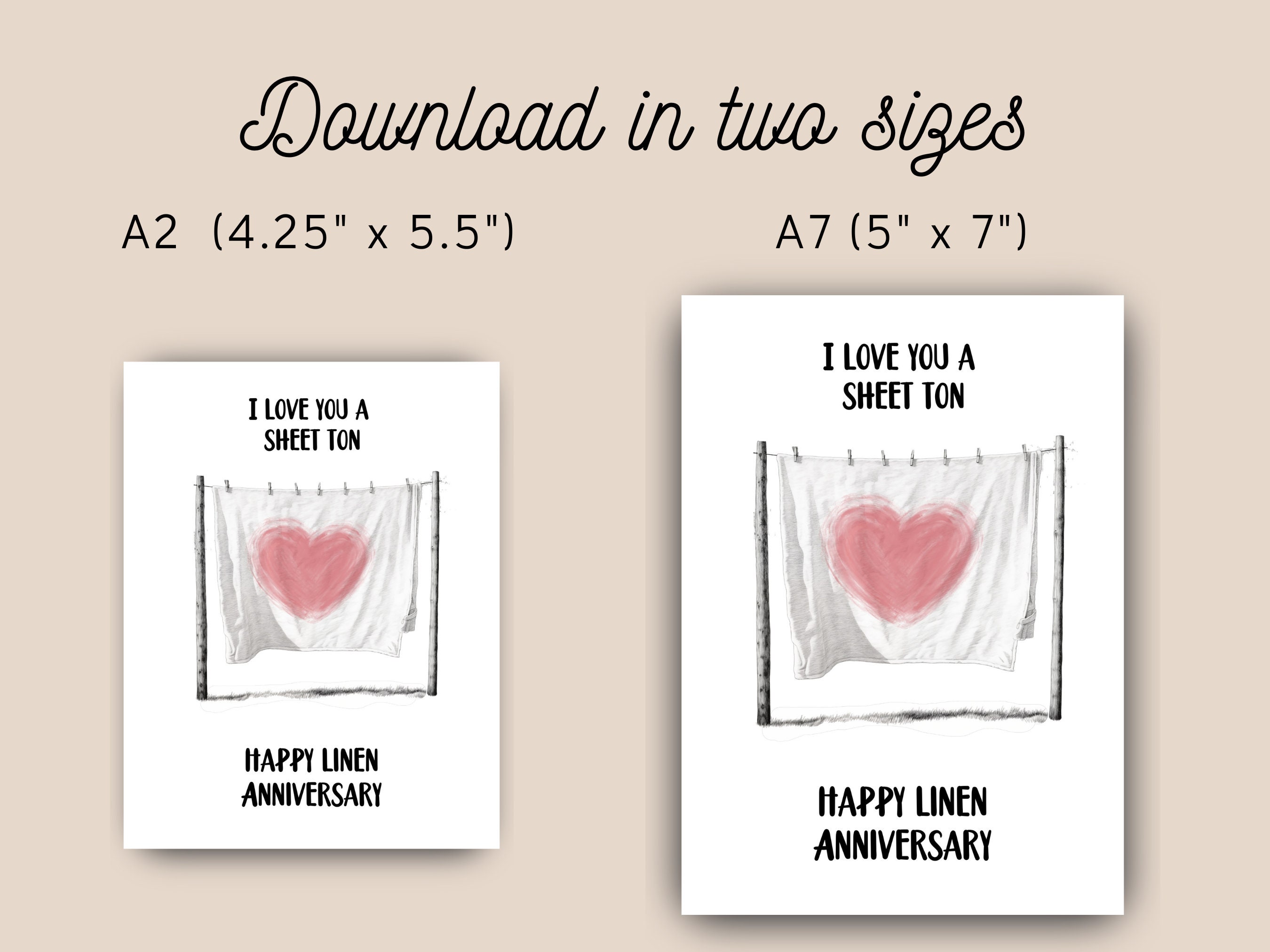 Printable Linen Anniversary Card Instant Download Print at - Etsy