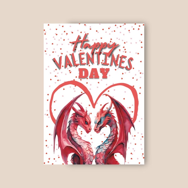Dragon Valentine Card - Etsy