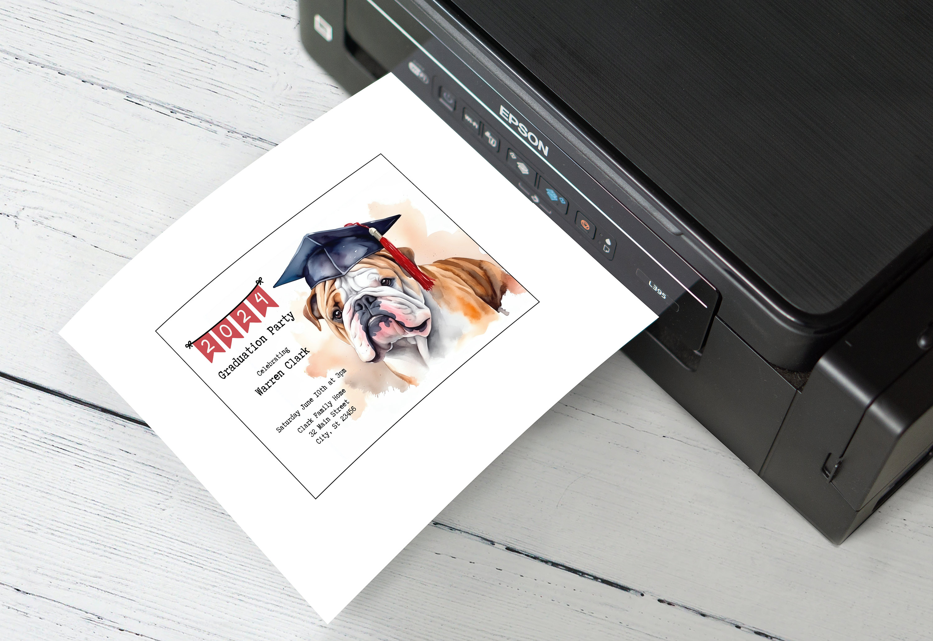 Bulldog Graduation Party Invitation Digital Editable Template, Print at ...