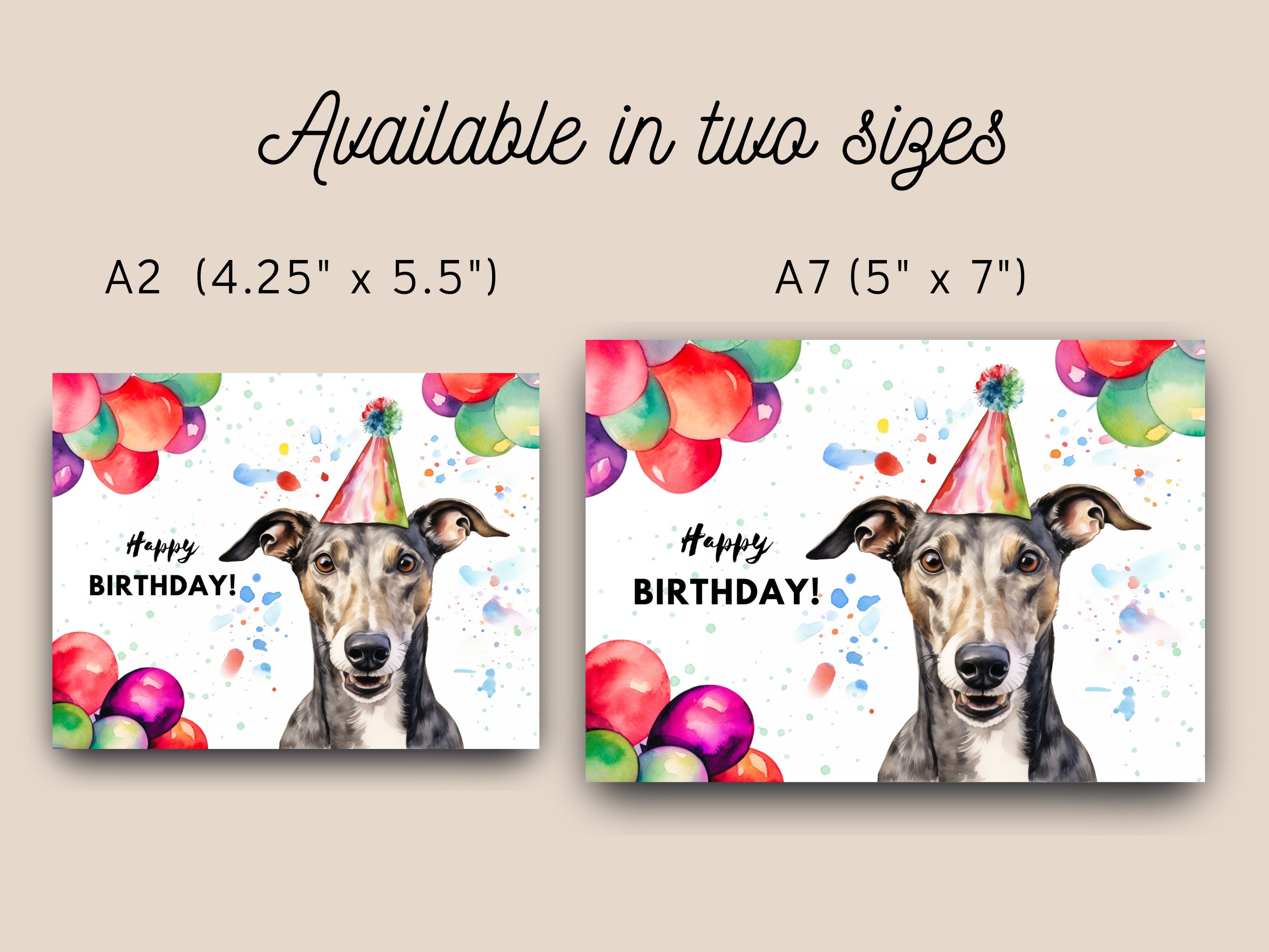 Greyhound Birthday Card Happy Birthday Party Hat and - Etsy