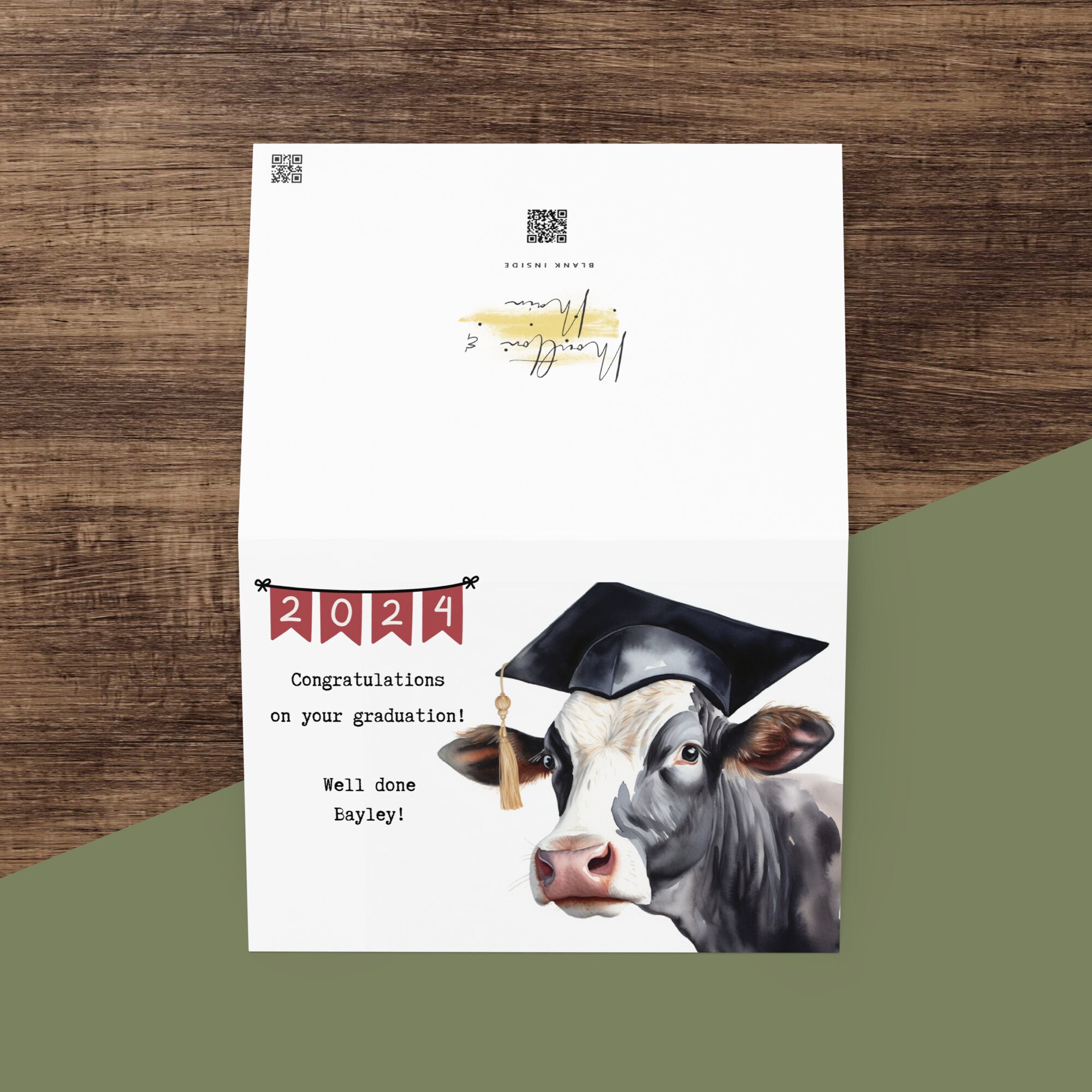 Cow Graduation Card, Graduation 2024 Custom Card Personalized, High ...