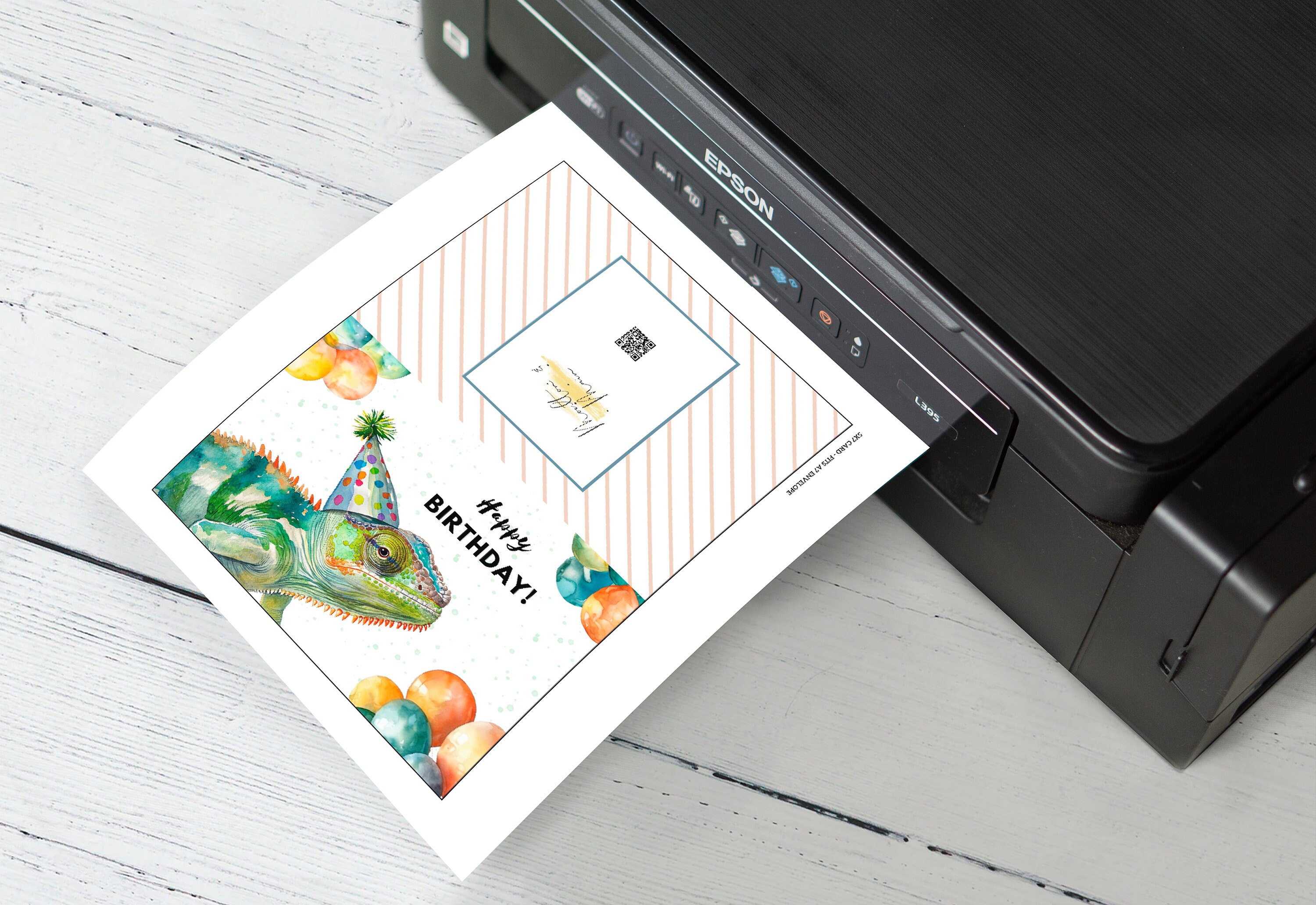 Printable Chameleon Birthday Card, Instant Download, Print at Home Card ...