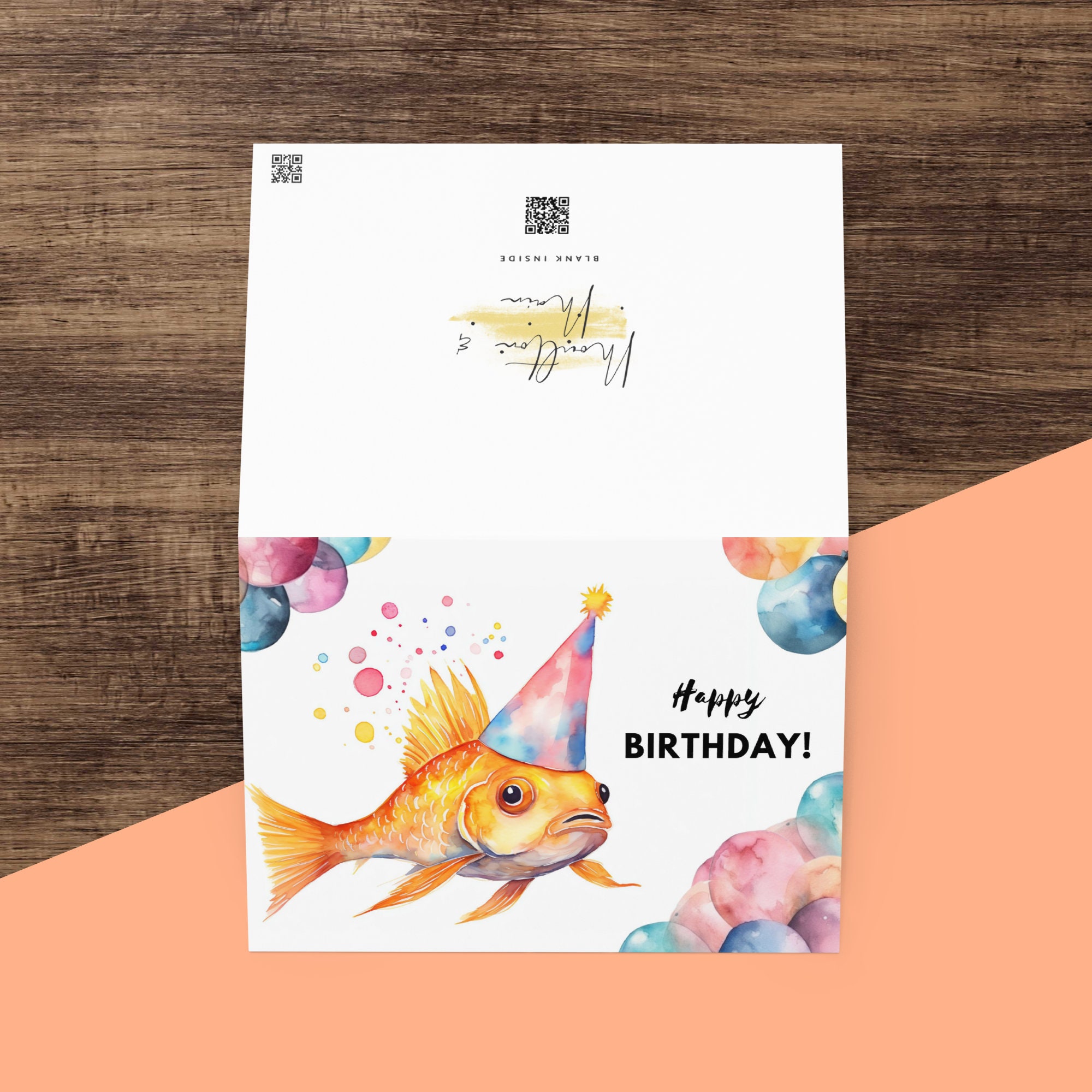 Koi Fish Birthday Card, Happy Birthday Party Hat and Balloons, Koi Fish ...