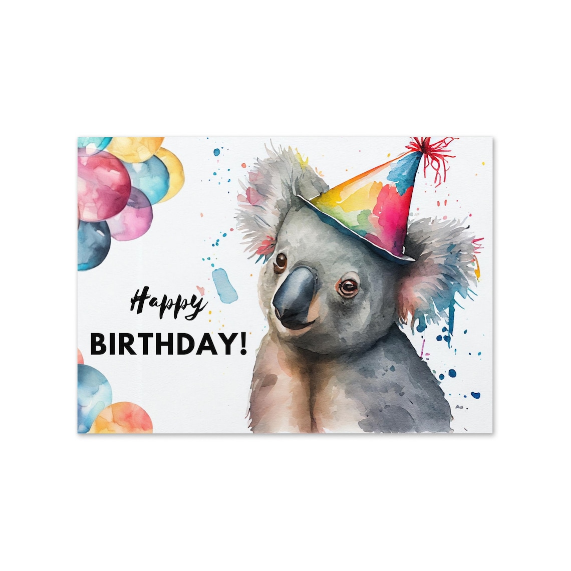 Koala Birthday Card With Party Hat, Happy Birthday, Koala Bear Gift ...