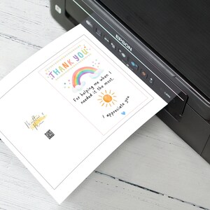 Printable Rainbow Thank You Card, Instant Download, Print at Home Card ...