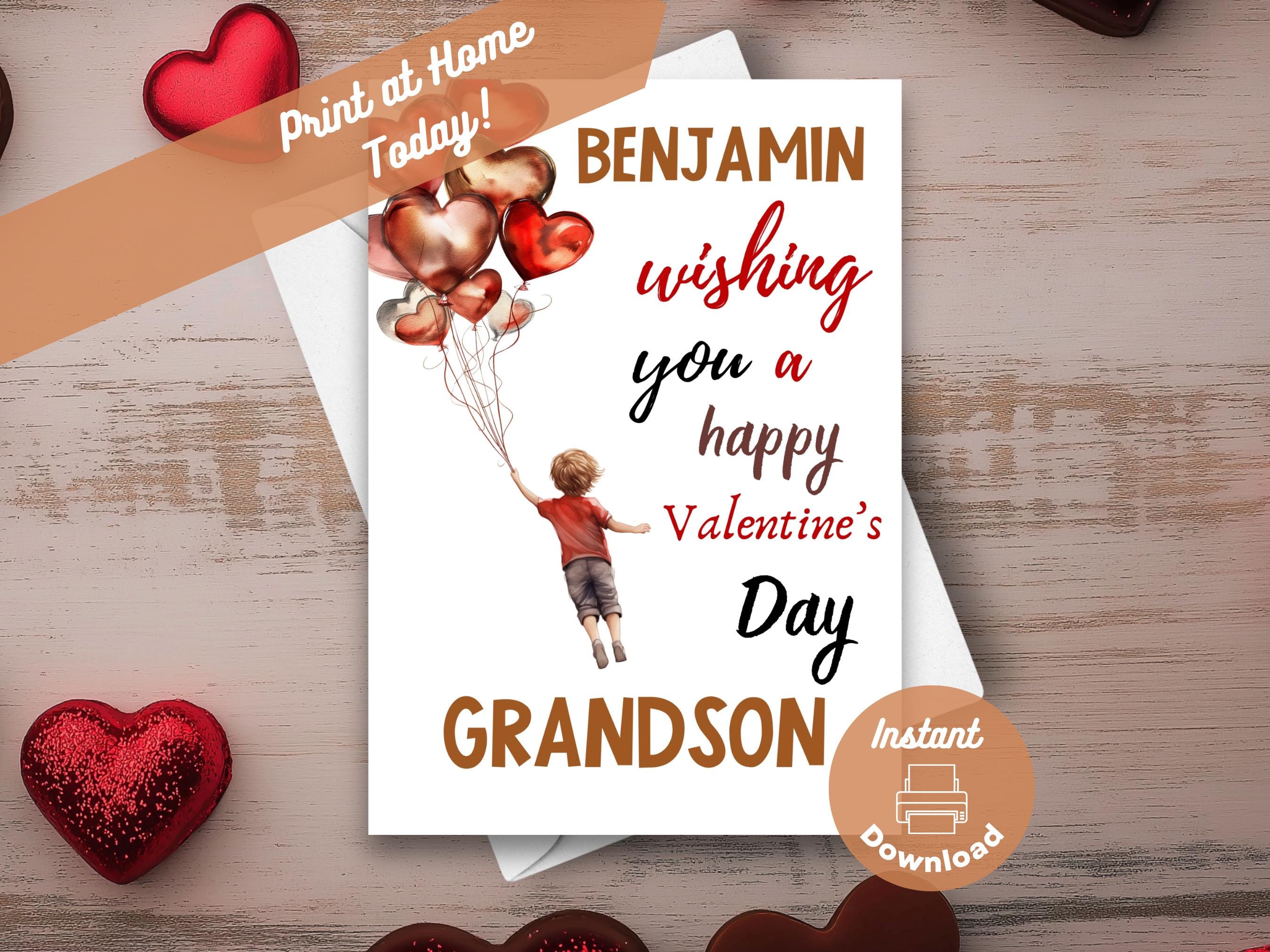 Printable Valentine's Day Card for Grandson Instant Download, Print at ...