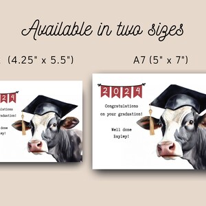 Cow Graduation Card, Graduation 2024 Custom Card Personalized, High ...