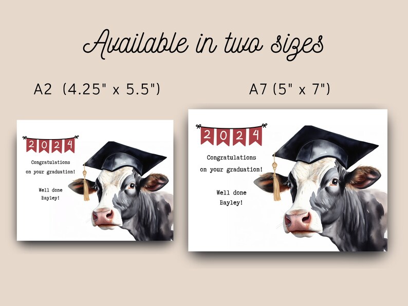 Cow Graduation Card, Graduation 2024 Custom Card Personalized, High ...