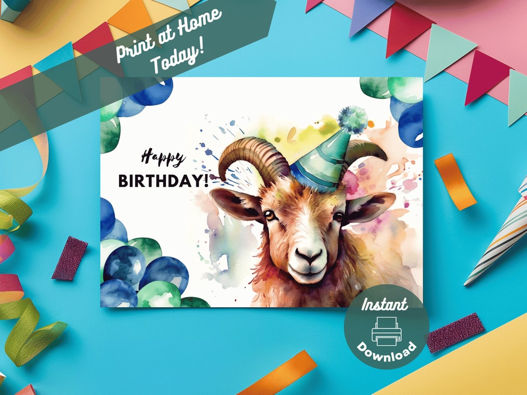 Printable Ram Birthday Card, Instant Download, Print at Home Present ...