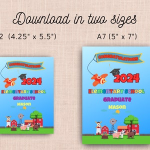 Printable Elementary School Graduation Card, Print at Home Editable ...