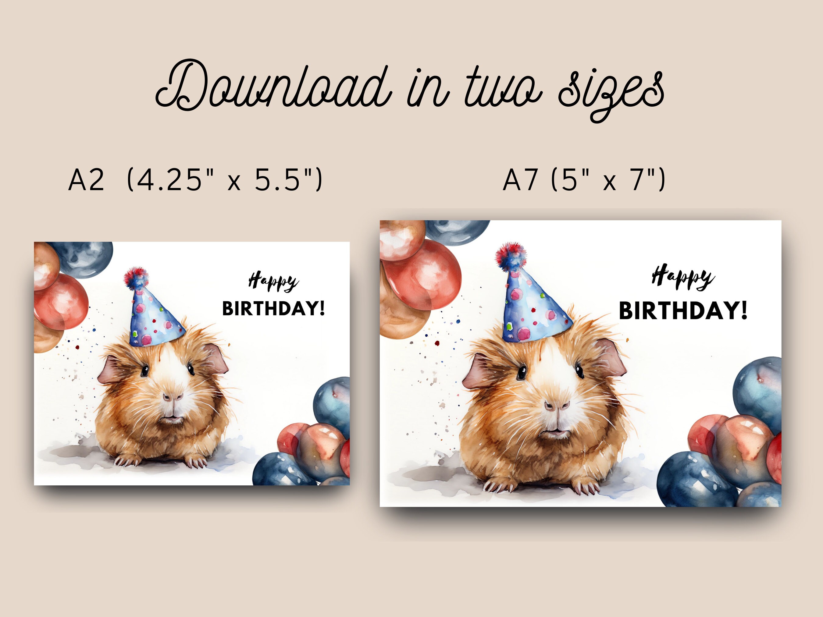 Printable Guinea Pig Birthday Card Instant Download Print at - Etsy