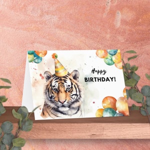 Printable Tiger Birthday Card, Instant Download, Print at Home Card ...
