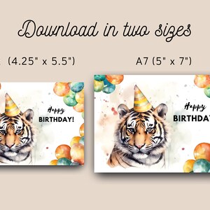 Printable Tiger Birthday Card, Instant Download, Print at Home Card ...