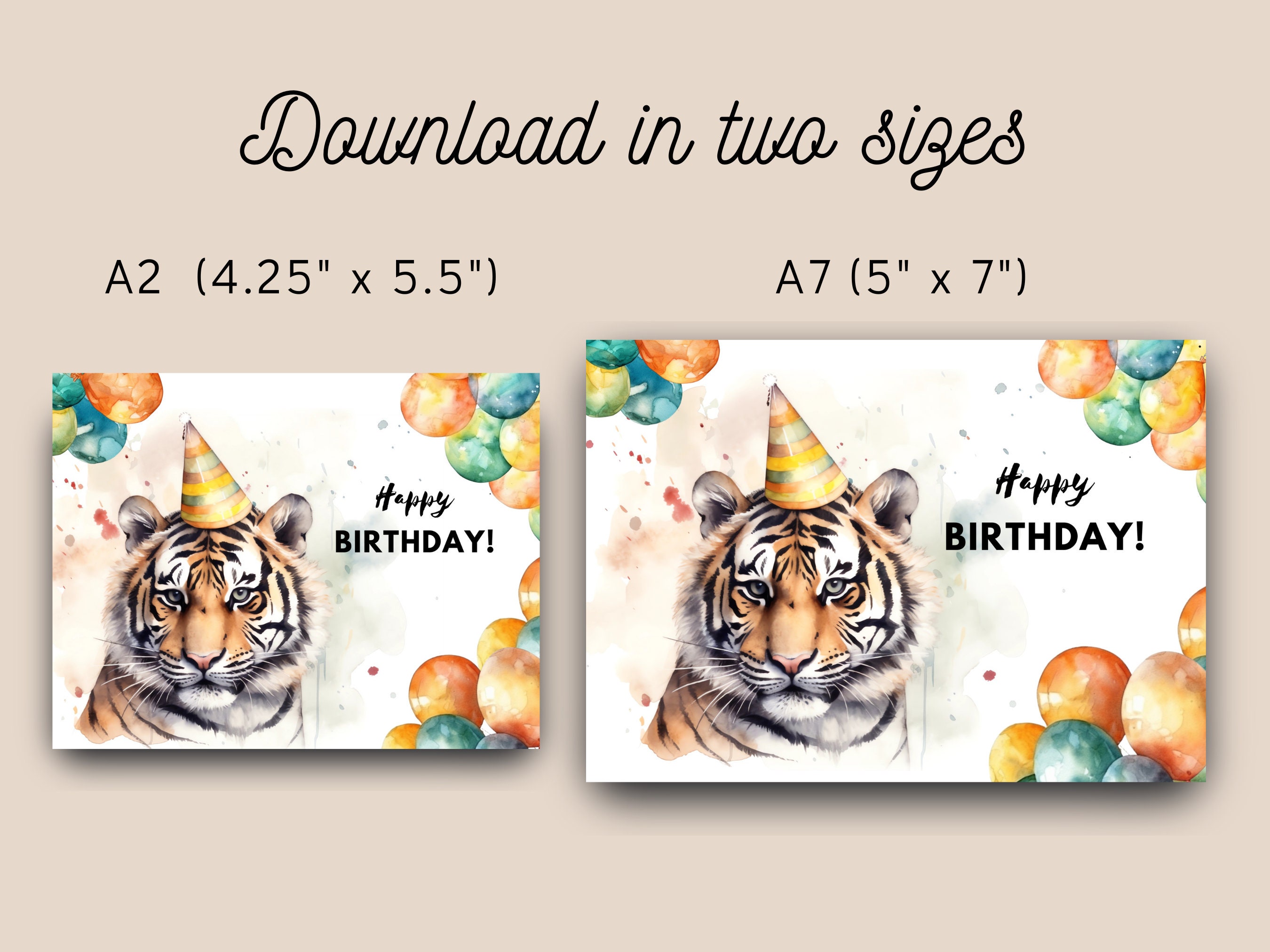 Printable Tiger Birthday Card, Instant Download, Print at Home Card ...