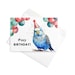Parakeet Birthday Card, Party Hat and Balloons, Blue Budgie Gift, Pet ...