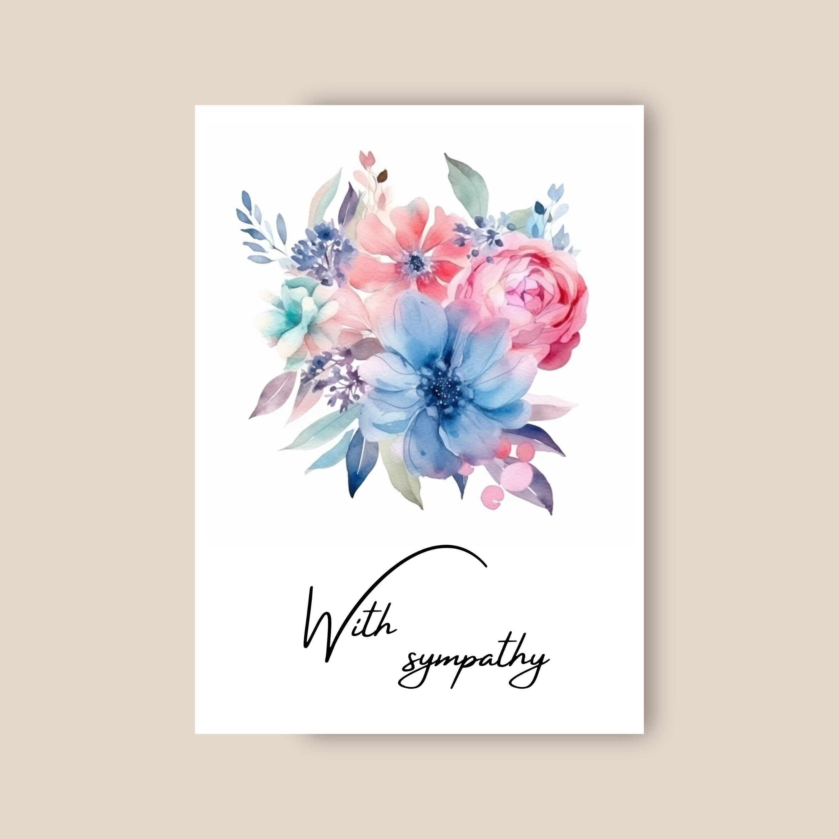 Sympathy Card Set, Watercolor Floral Condolences Card Pack, Grief ...