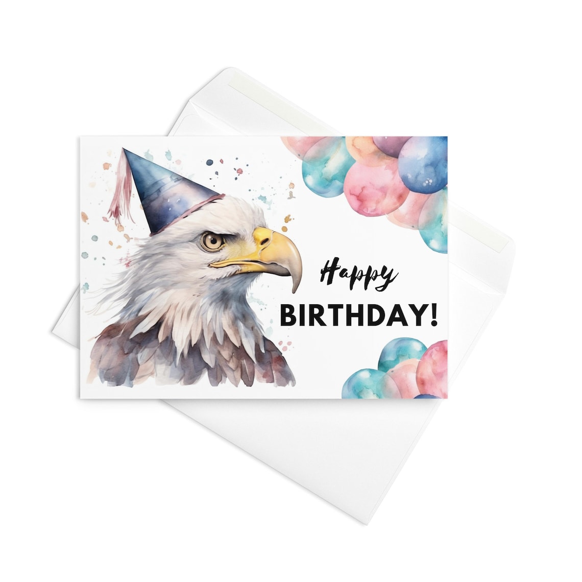 Bald Eagle Birthday Card With Party Hat, Happy Birthday, Eagle Gift ...