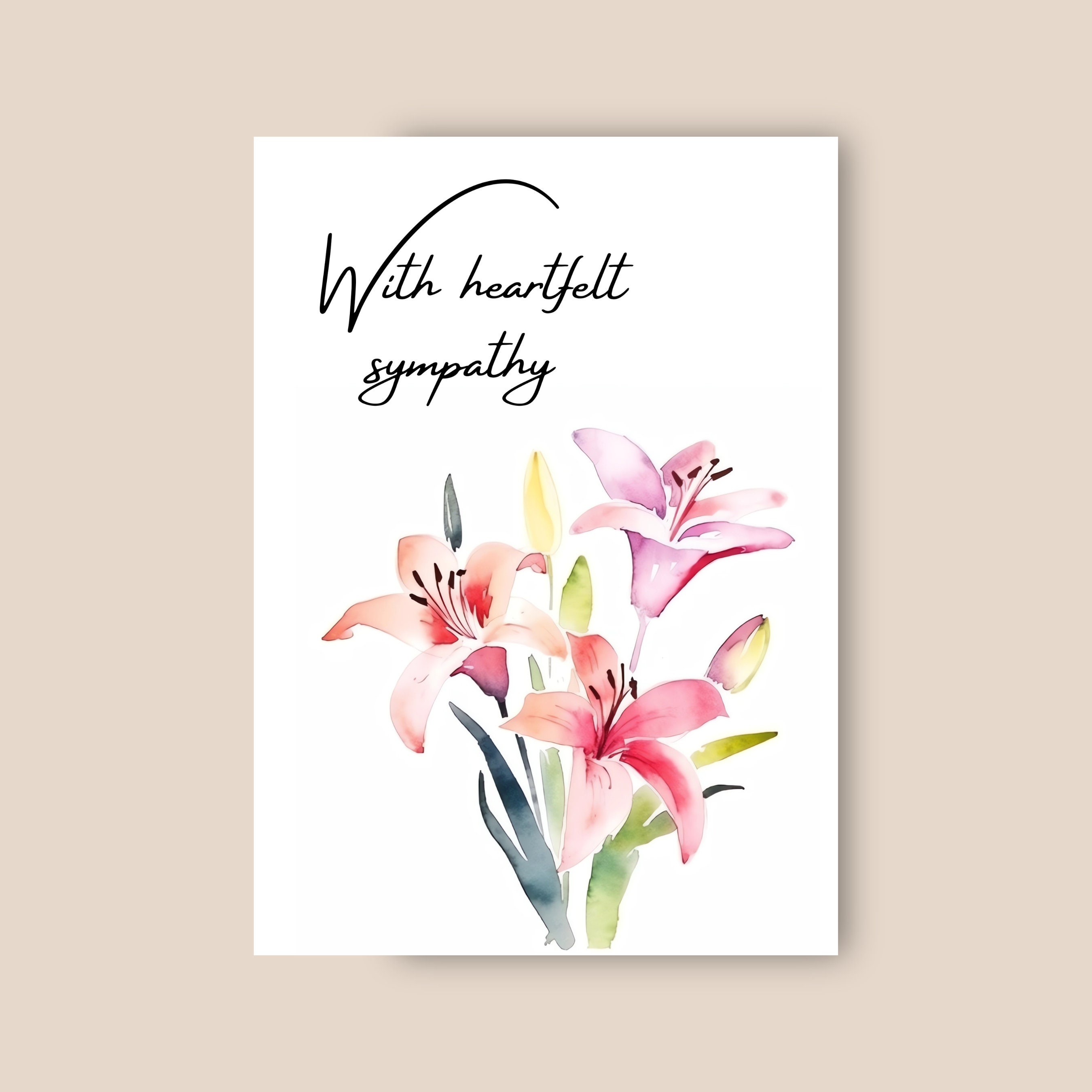 Sympathy Card Set, Watercolor Floral Condolences Card Pack, Grief ...