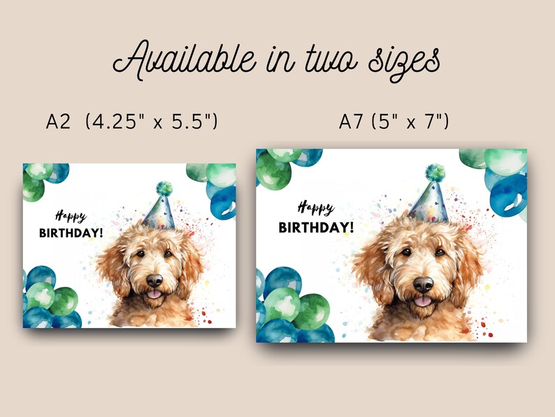 Printable Golden Doodle Birthday Card, Instant Download, Print at Home ...