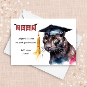 Panther Graduation Card, Graduation 2024 Custom Card Personalized, High ...