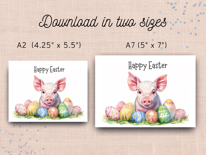 Printable Pig Easter Card, Instant Download Print at Home Easter Eggs ...