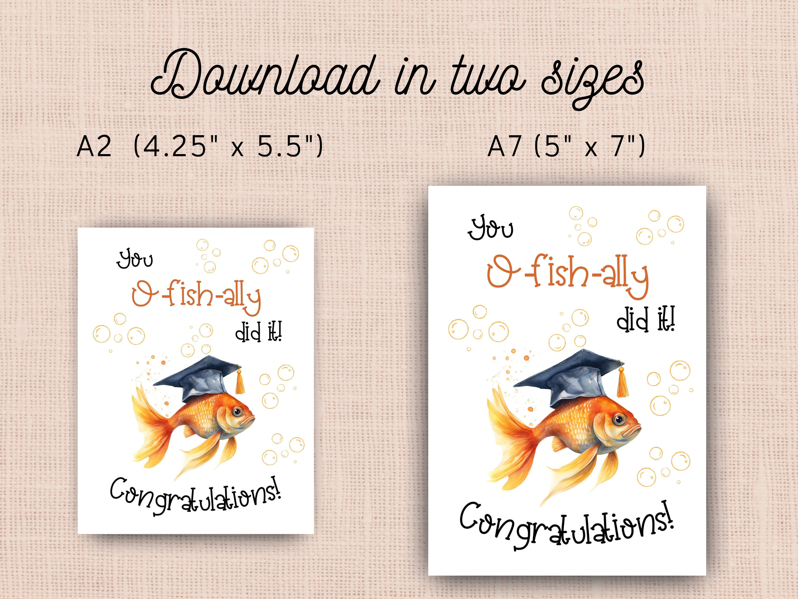 Printable Goldfish Graduation Card, Instant Download, Print at Home ...