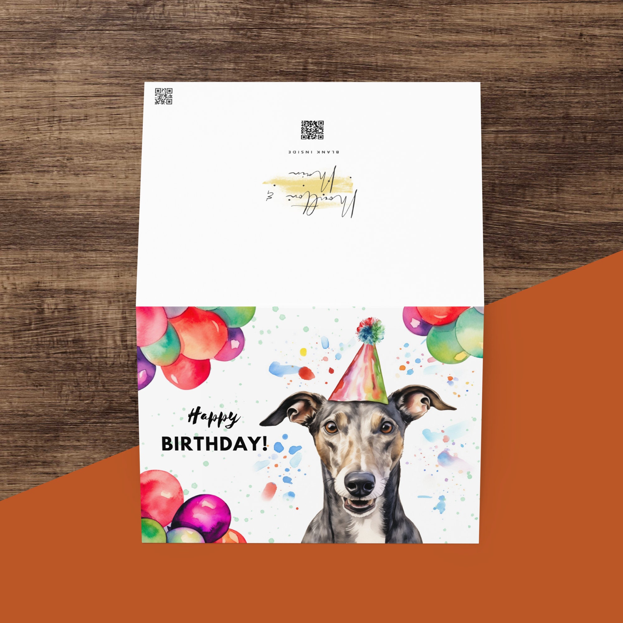 Greyhound Birthday Card Happy Birthday Party Hat and - Etsy