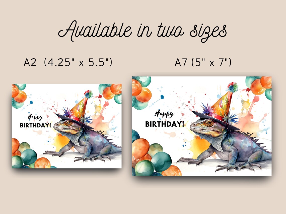 Iguana Birthday Card With Party Hat, Happy Birthday, Colorful Lizard ...