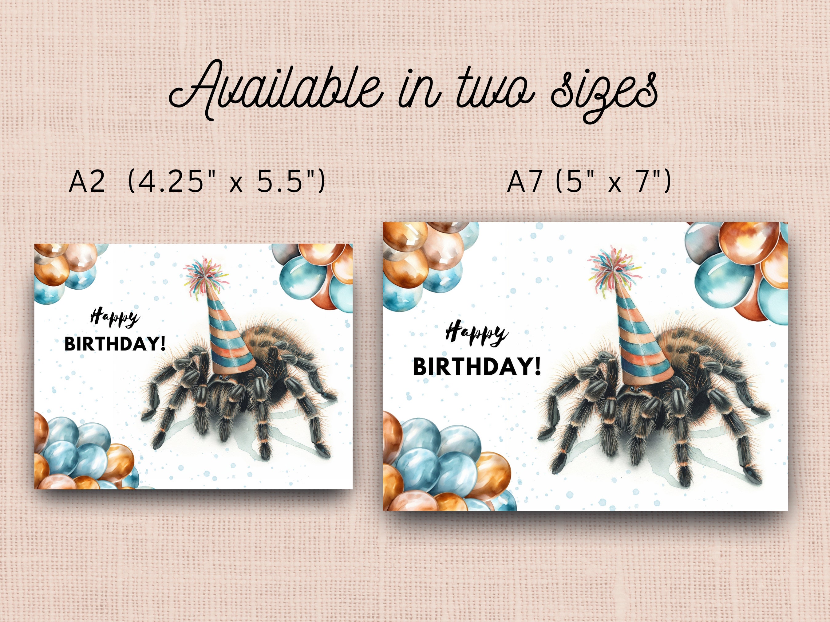 Printable Tarantula Birthday Card, Instant Download, Print at Home ...