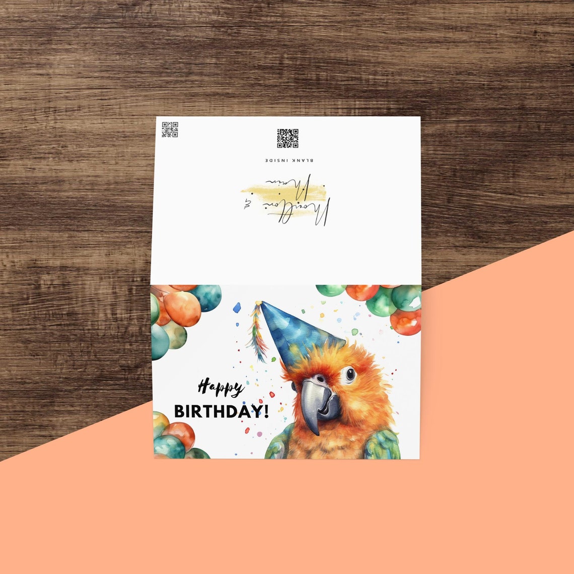 Parrot Birthday Card, Happy Birthday Party Hat, Macaw Bird Gift ...