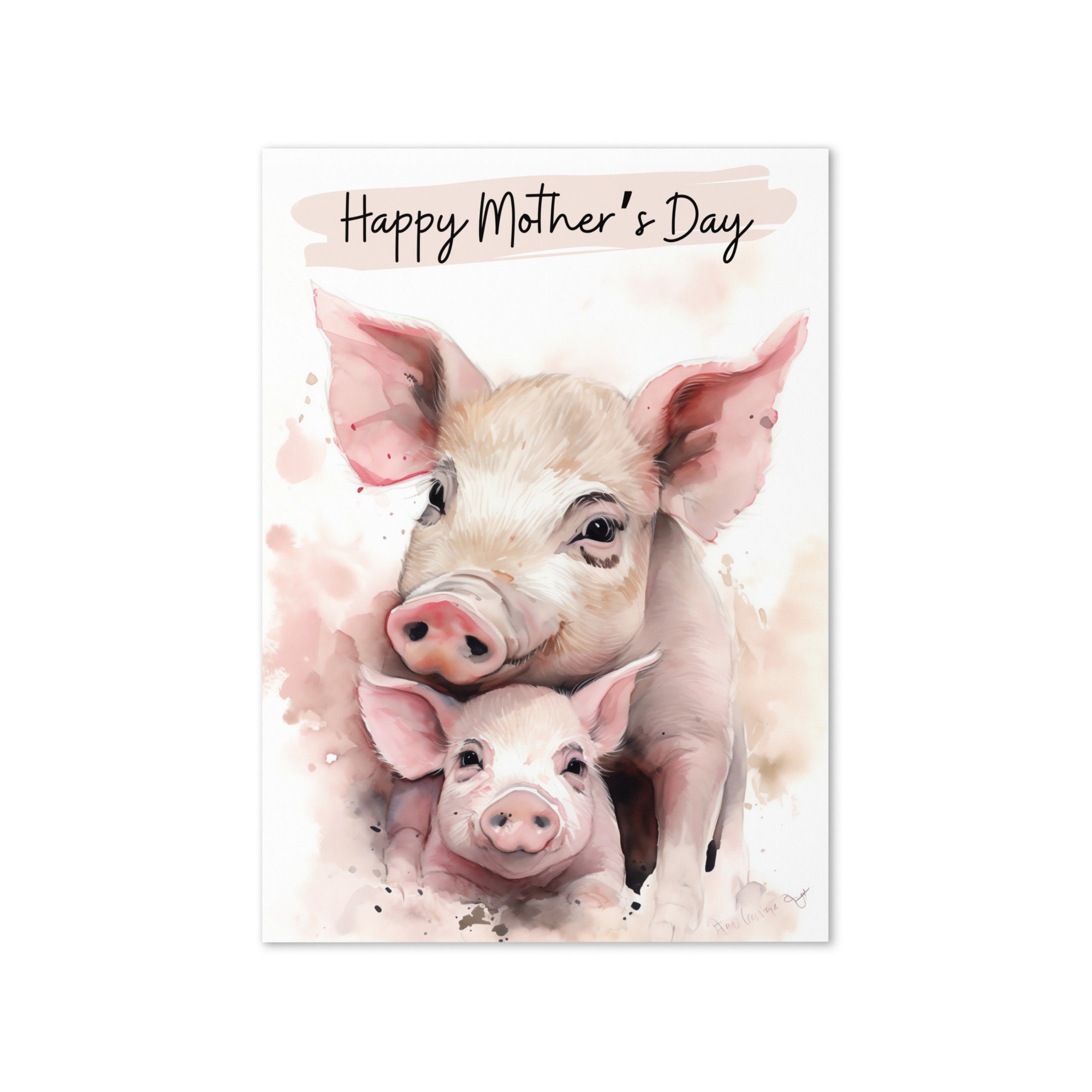 Mother Pig Mothers Day Card Pig With Cute Baby Piglet Card - Etsy