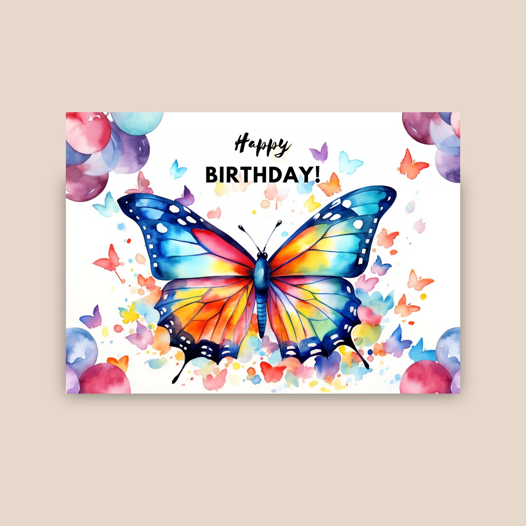 Butterfly Birthday Card Monarch Butterfly Watercolor - Etsy