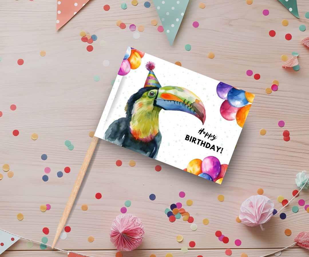 Printable Toucan Birthday Cupcake Topper, Instant Download Print at ...