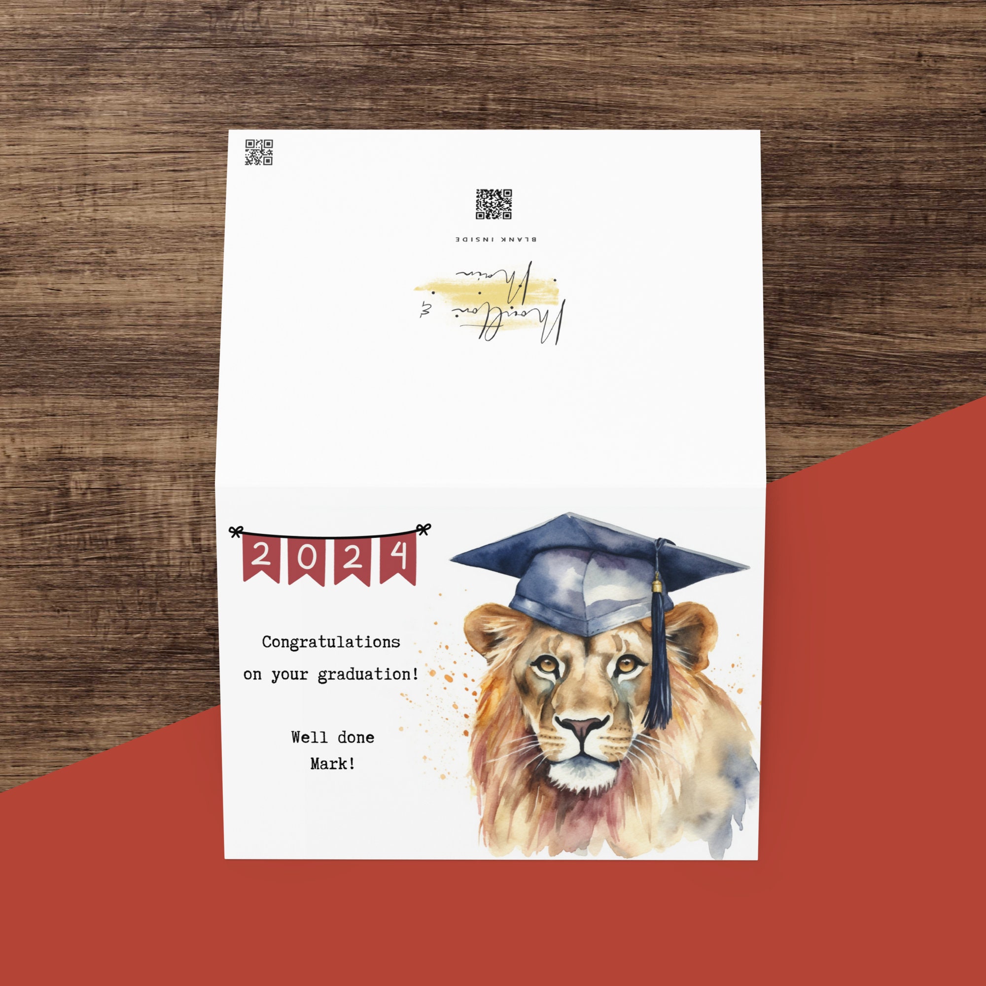 Lion Graduation Card, Graduation 2024 Custom Card Personalized, High ...