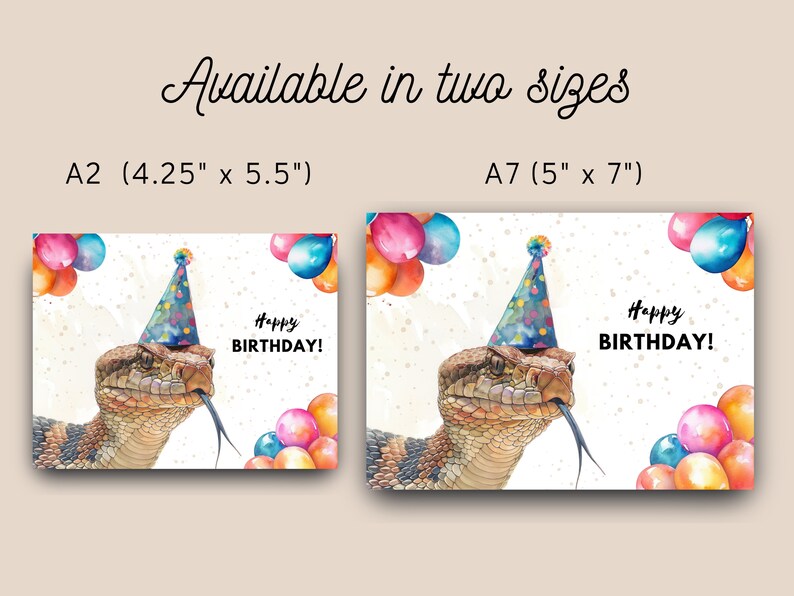 Rattlesnake Birthday Card, Happy Birthday Party Hat and Balloons ...