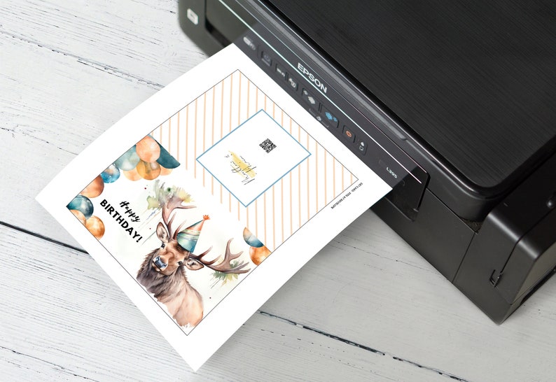 Printable Elk Birthday Card, Instant Download, Print at Home Card ...