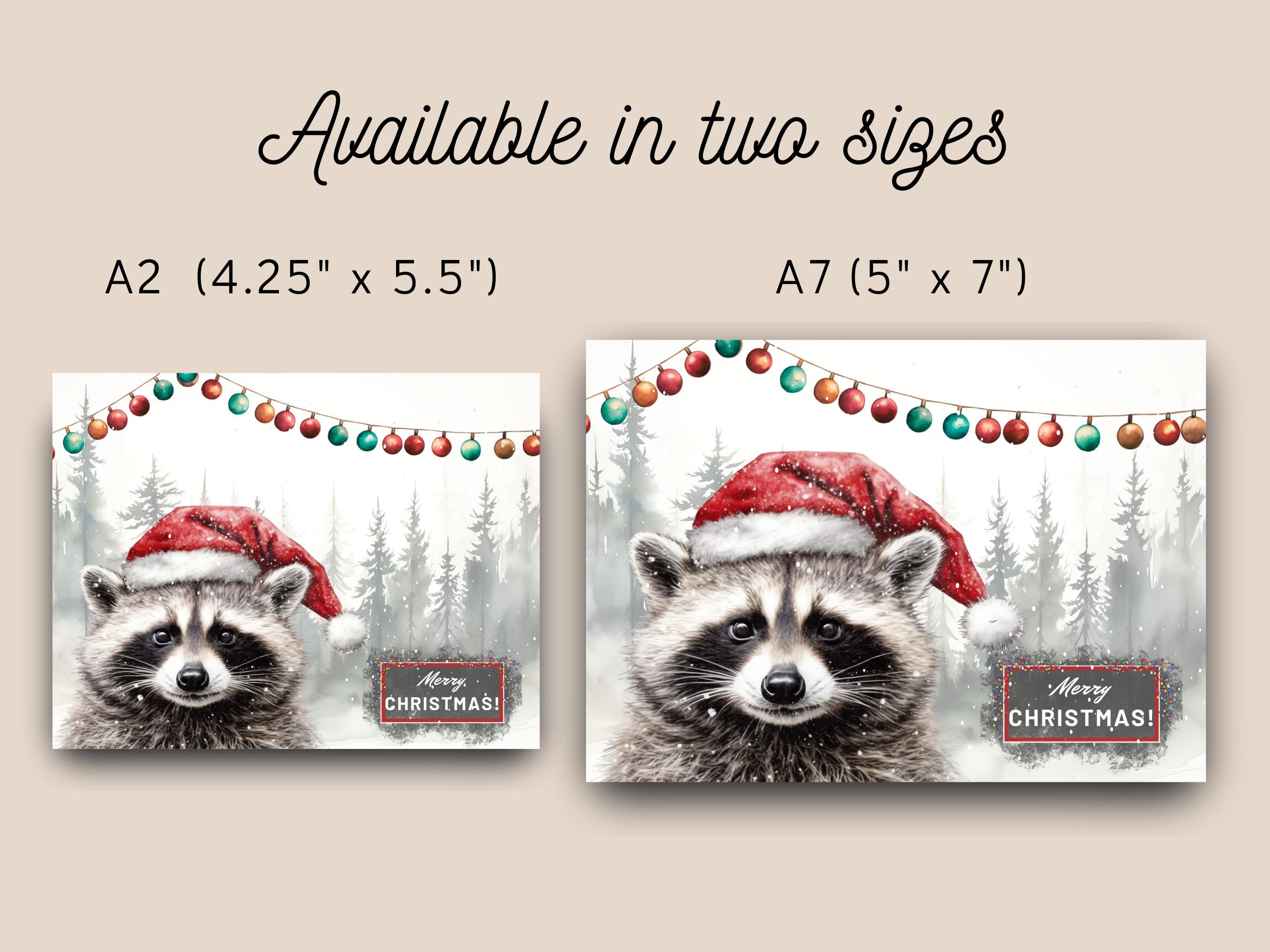 Raccoon Christmas Card, Funny Santa Hat, Merry Christmas Raccoon Gift ...