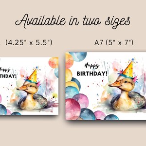Cute Duck Birthday Card With Party Hat, Happy Birthday, Duck Gift, Cute ...