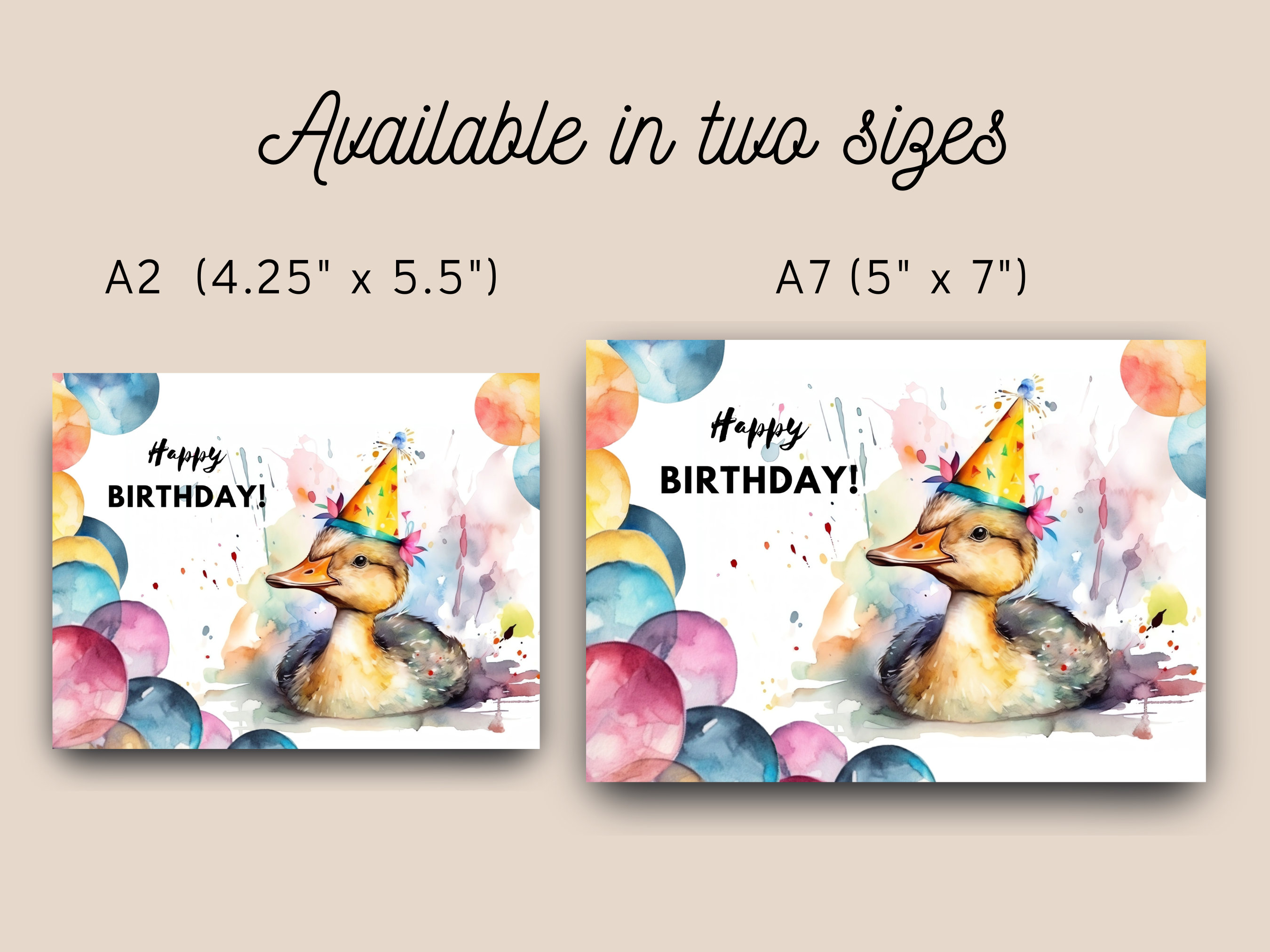 Cute Duck Birthday Card With Party Hat, Happy Birthday, Duck Gift, Cute ...