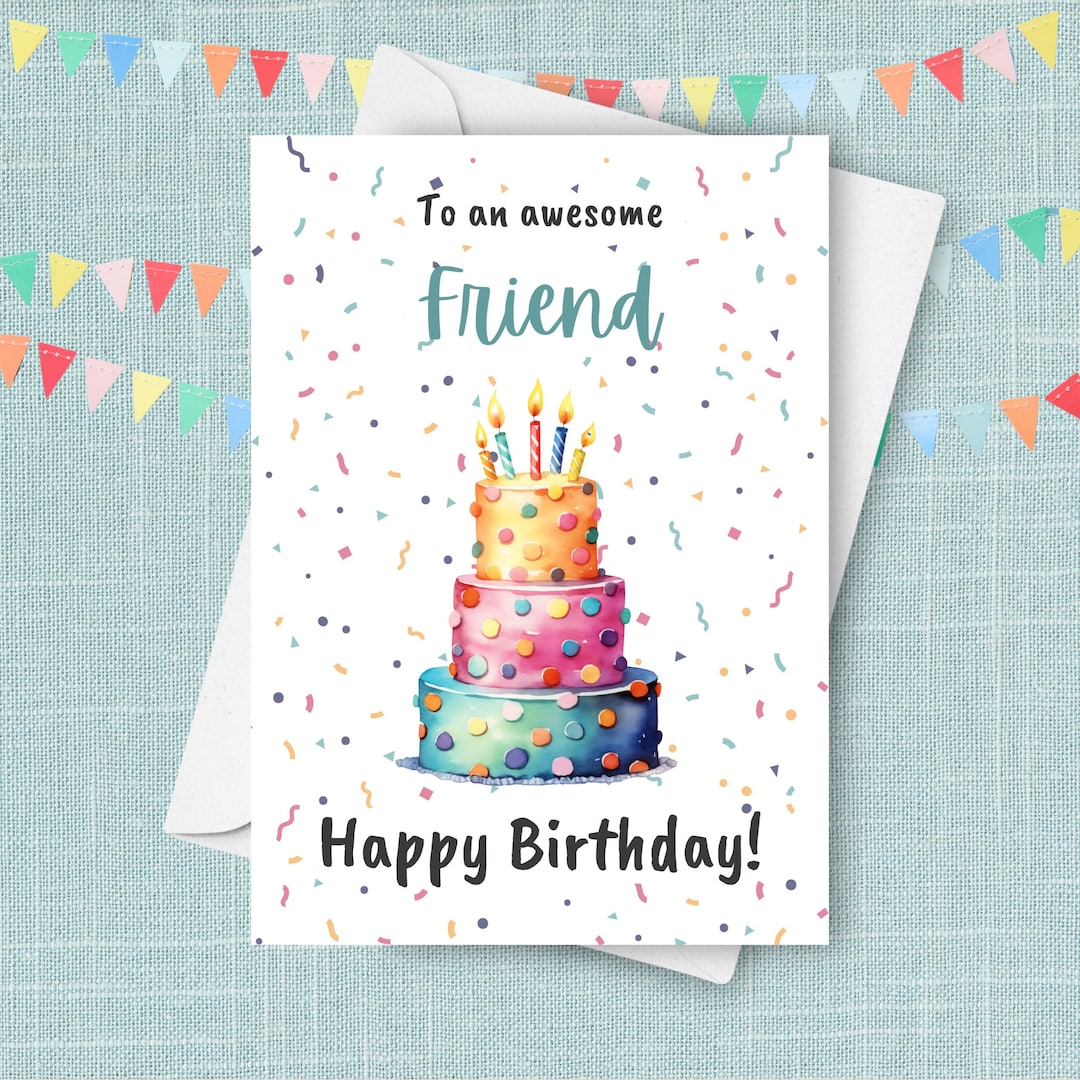 Birthday Card for Friend, Happy Birthday Greeting Card, to My Awesome ...