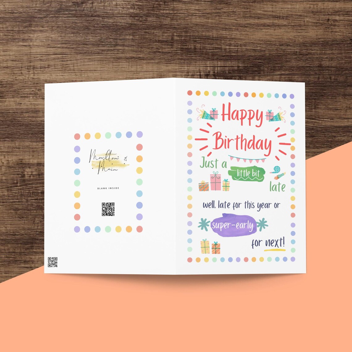 Printable Belated Birthday Card, Instant Download, Print at Home Card ...