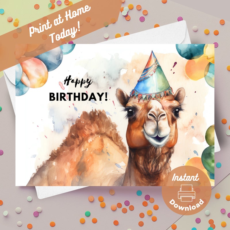 Birthday Camel Card - Etsy
