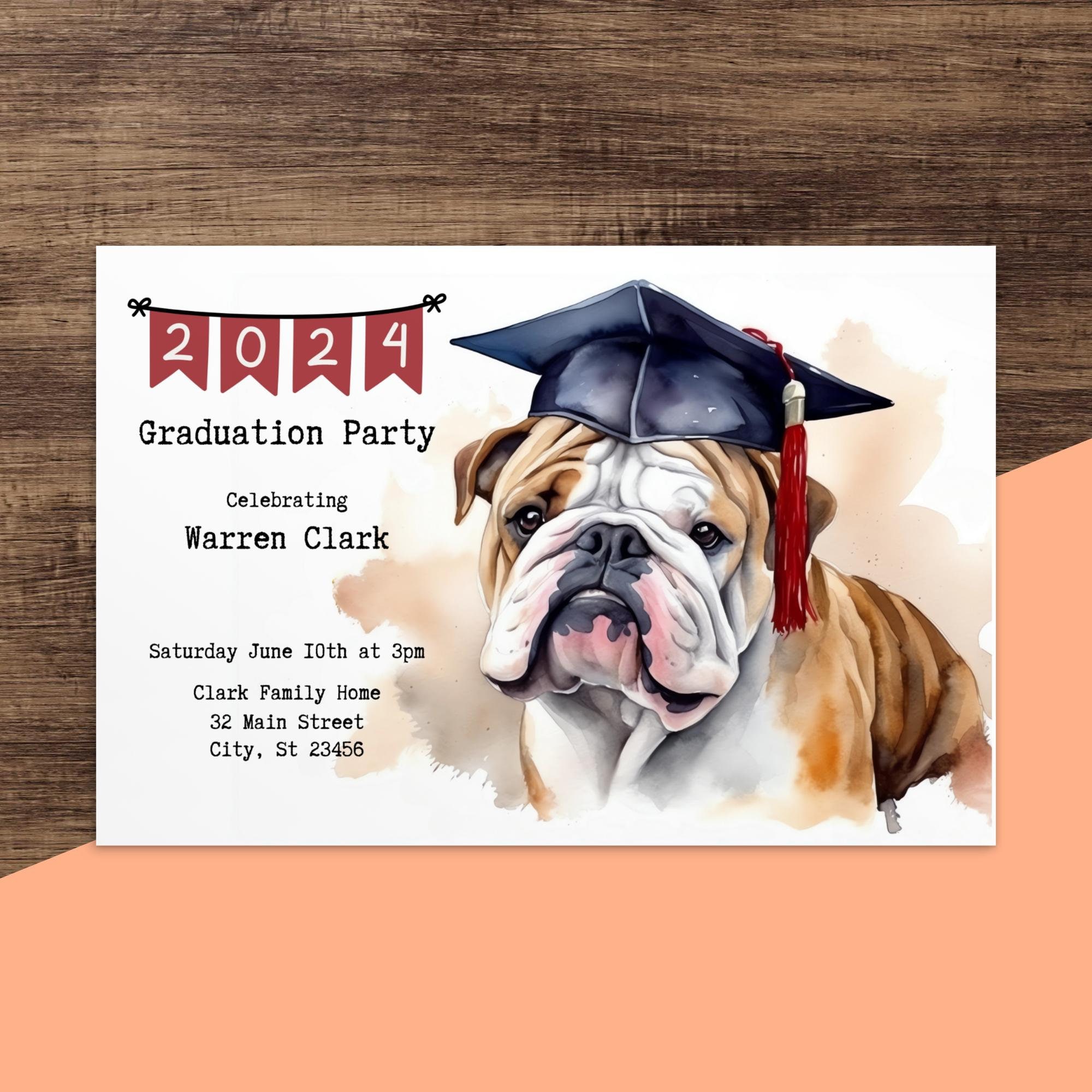 Bulldog Graduation Party Invitation Digital Editable Template, Print at ...