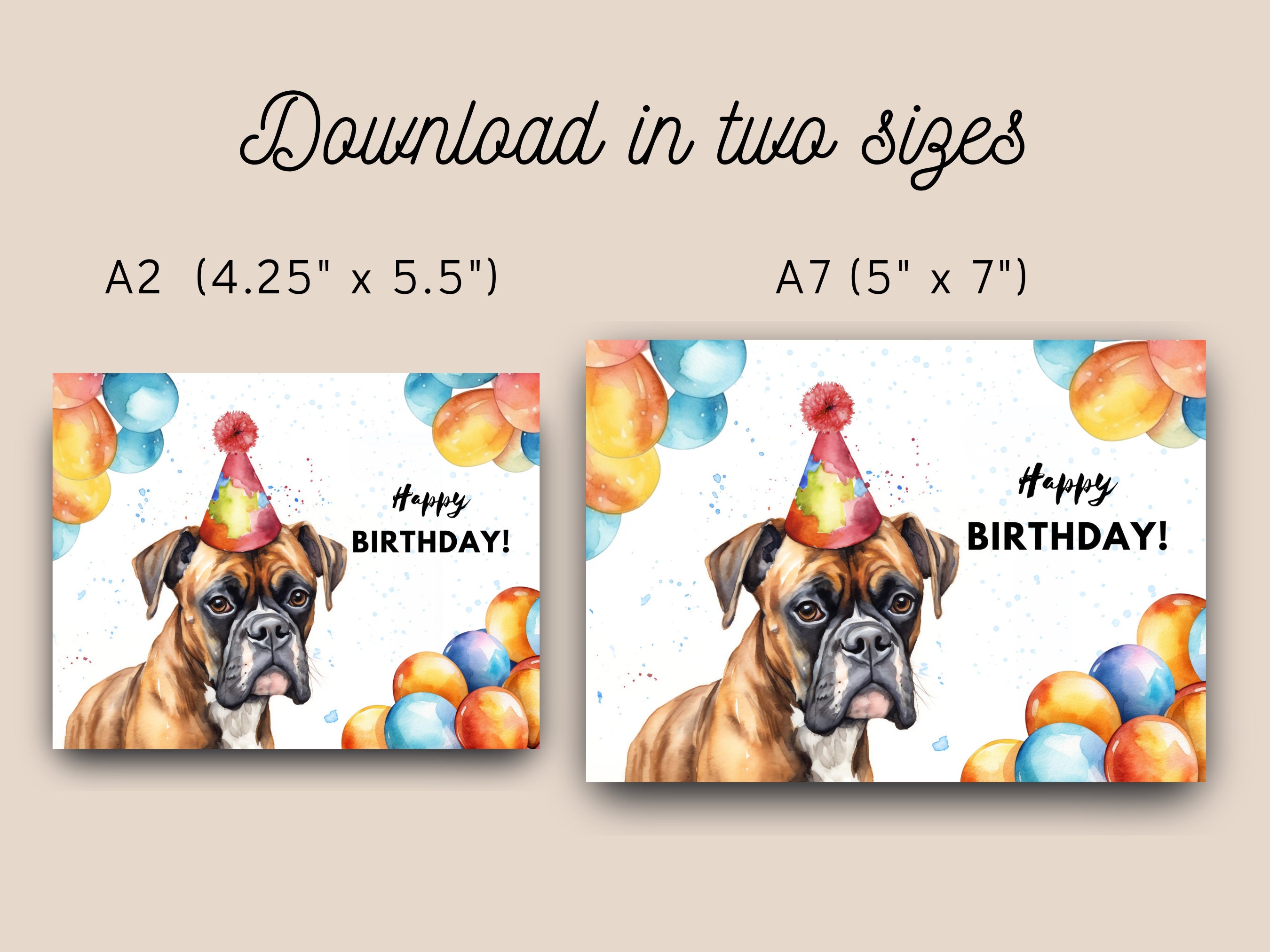 Printable Boxer Birthday Card, Instant Download, Print at Home Card ...