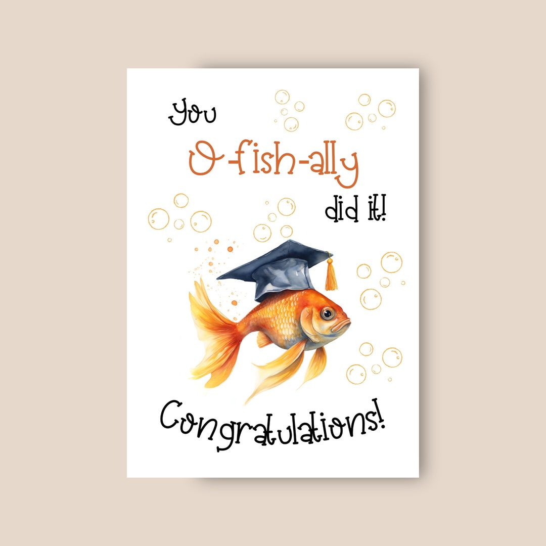 Gold Fish Graduation Card College Graduation Card Funny High - Etsy