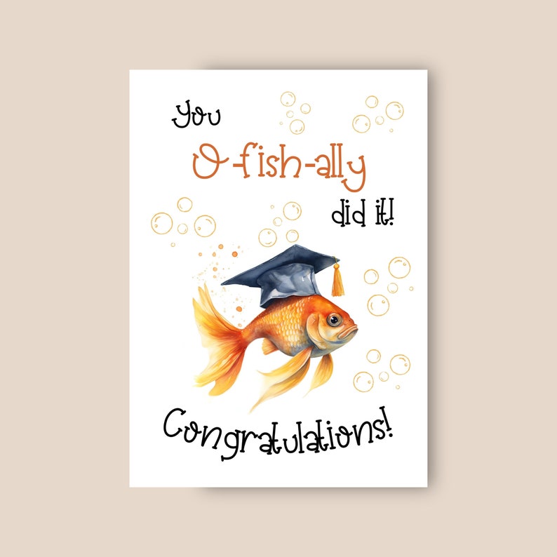 Gold Fish Graduation Card College Graduation Card Funny High - Etsy